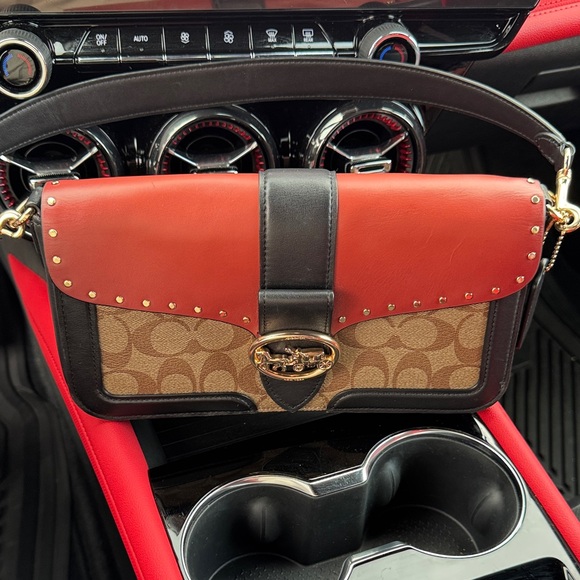 Coach | Bags | Coach Red And Tan Shoulder Bag | Poshmark